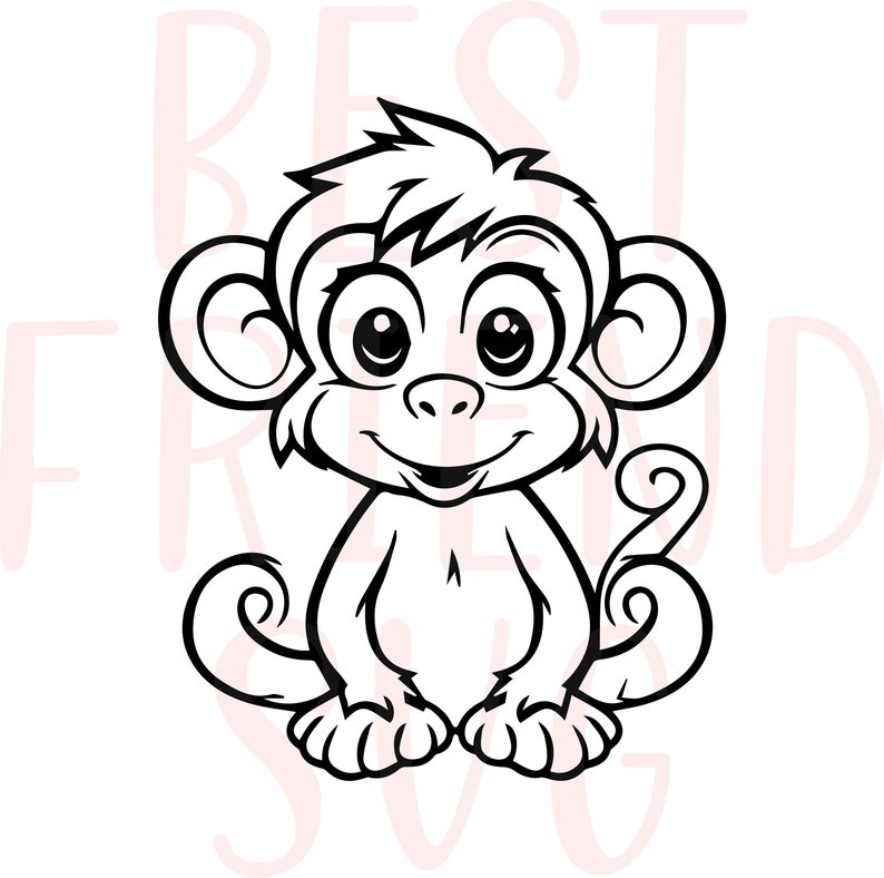 Cute Monkey SVG, Baby Monkey Svg, Png, Eps, Dxf, Silhouette, Sweet ...
