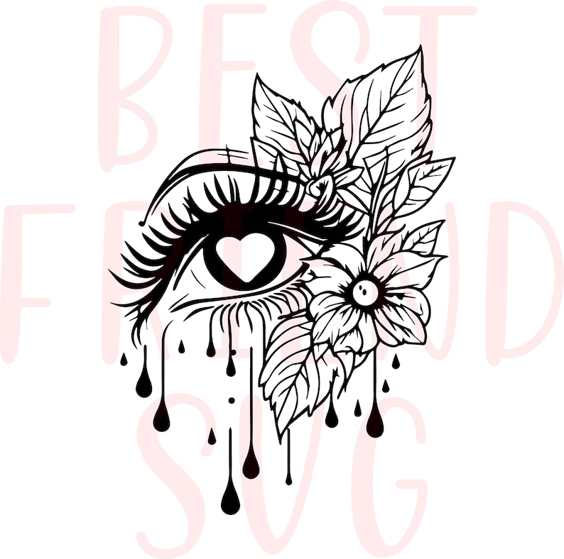 Crying Eye With Flowers and Leaves Svg, Eye Svg, Png, Dxf, Eps, Cry ...