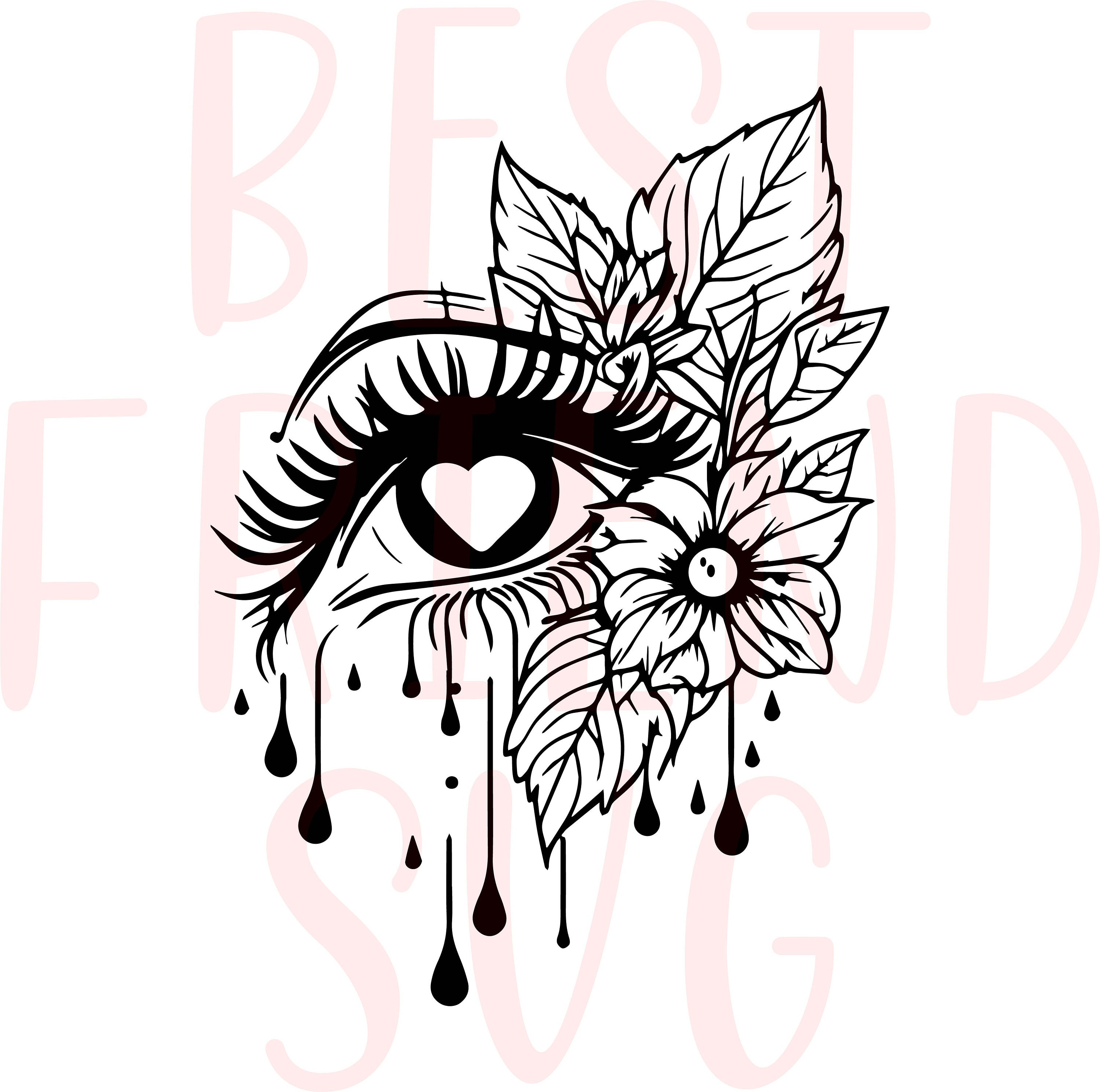 Crying Eye With Flowers and Leaves Svg, Eye Svg, Png, Dxf, Eps, Cry ...