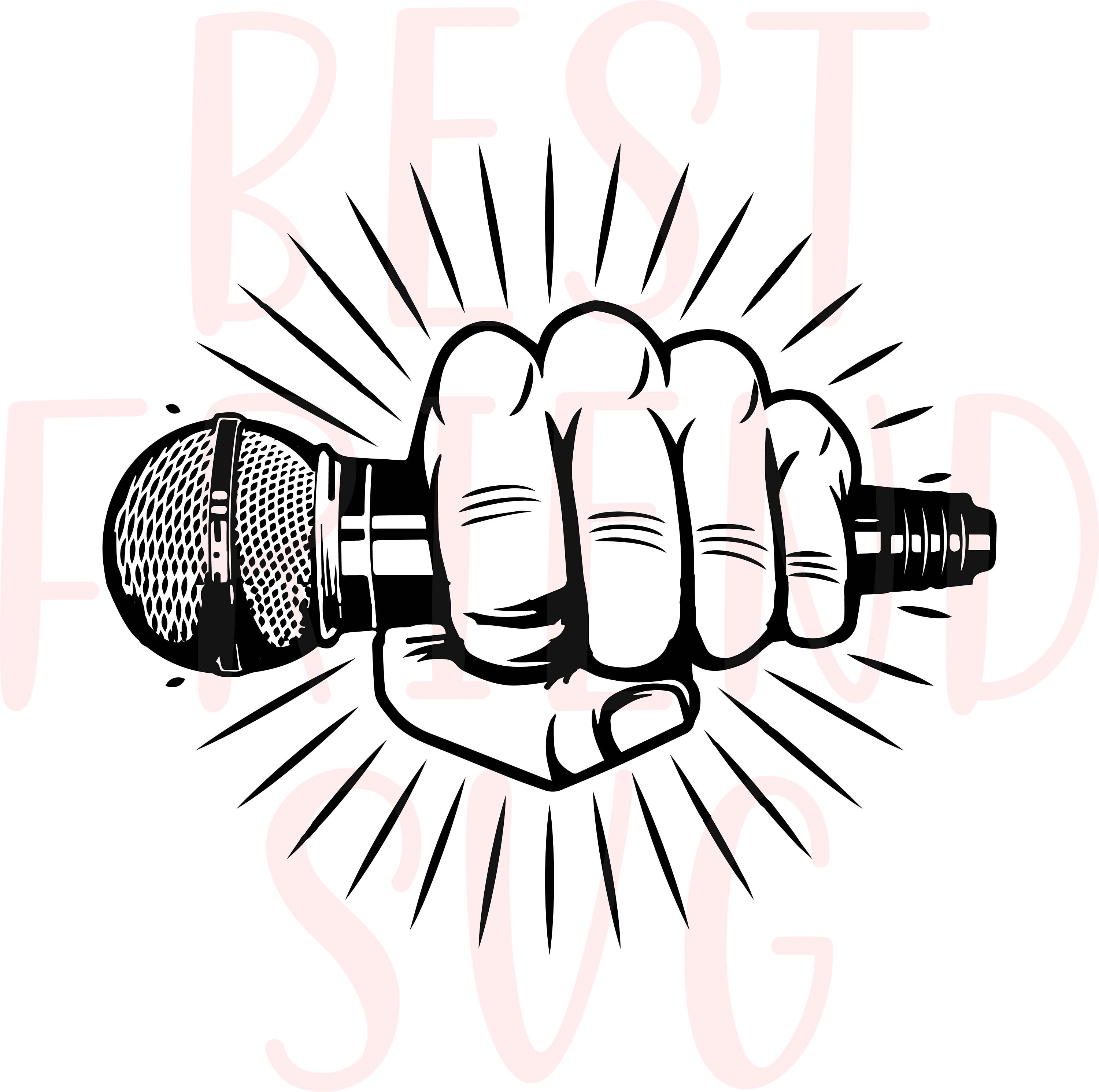 Hand Holding Microphone, Clipart, Vector Cut File, Logo SVG PNG Eps Dxf ...