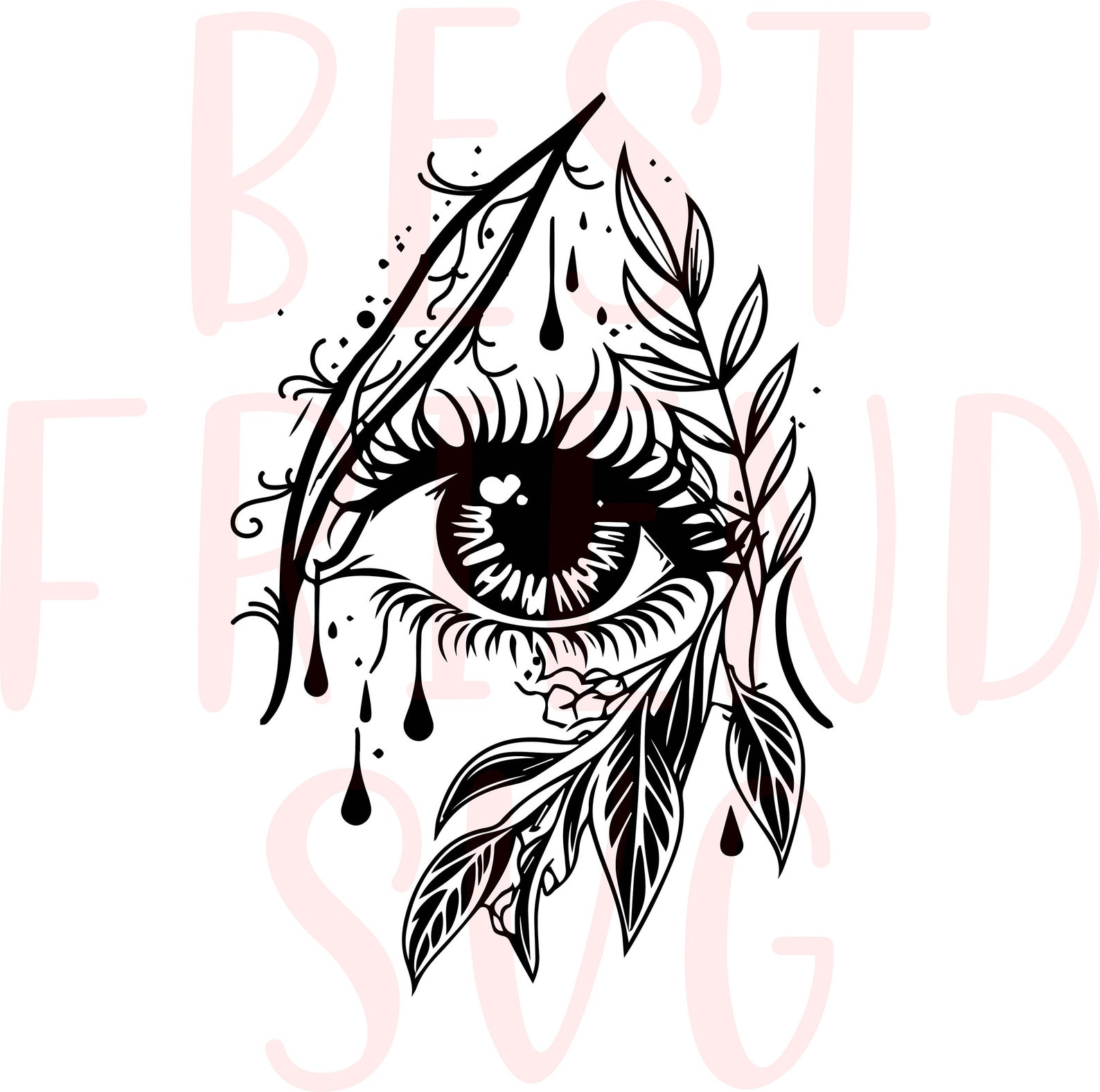 Crying Eye With Flowers and Leaves Svg, Eye Svg, Png, Dxf, Eps, Cry ...