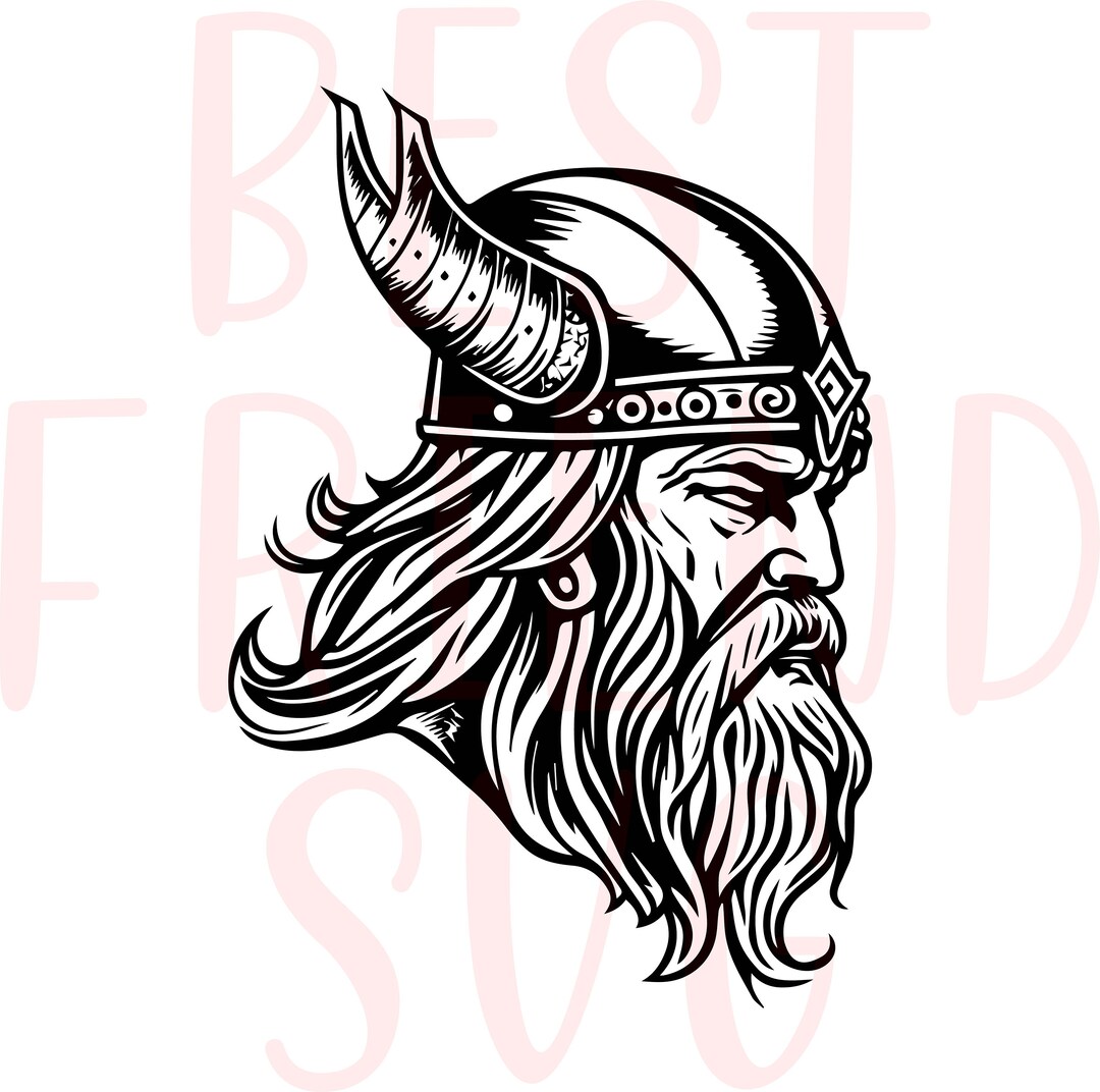 Head of Odin Norse God Front View Black and White Viking Celtic Svg ...