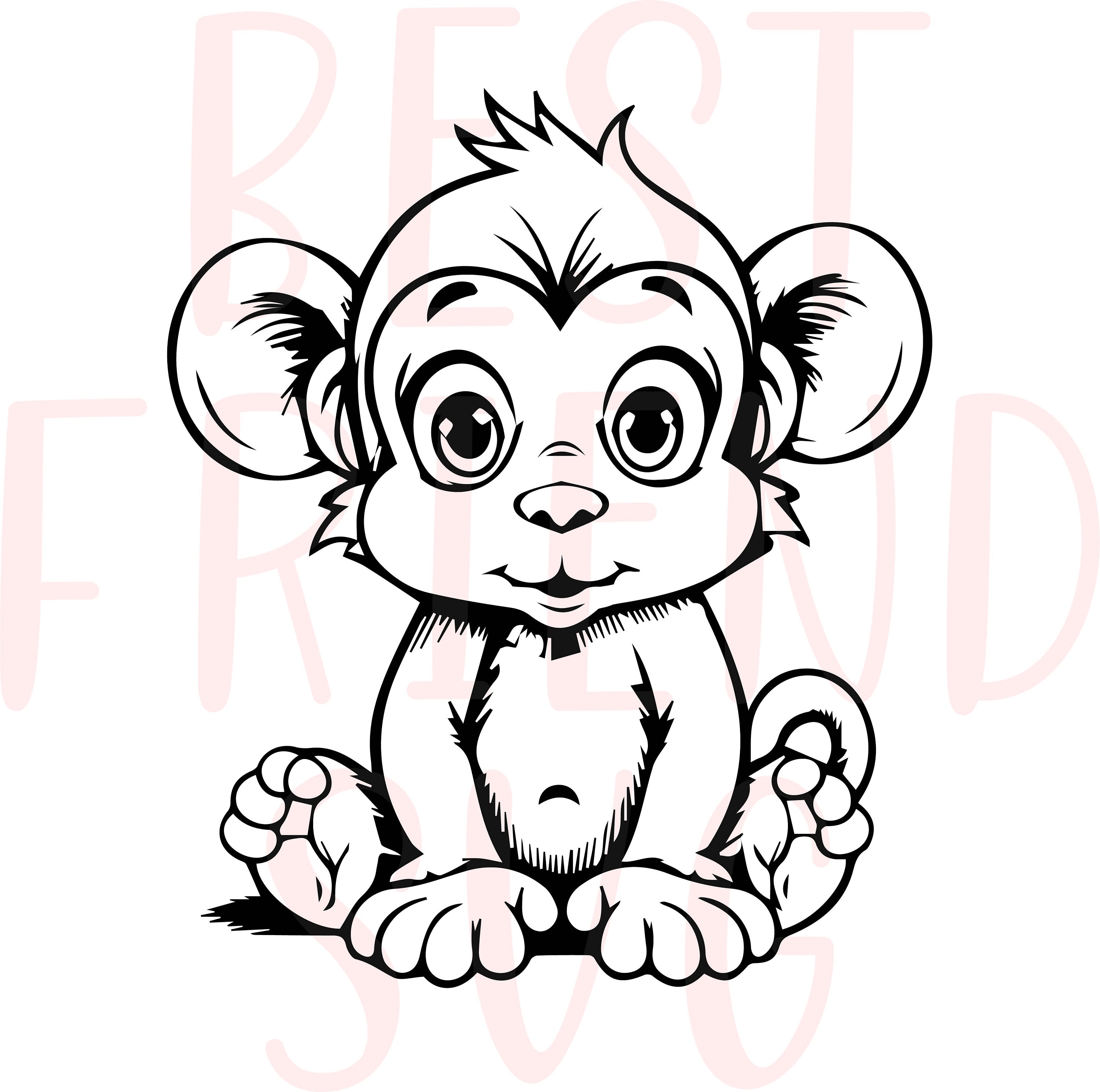 Cute Monkey SVG, Baby Monkey Svg, Png, Eps, Dxf, Silhouette, Sweet Monkey Clipart, Monkey Cut ...