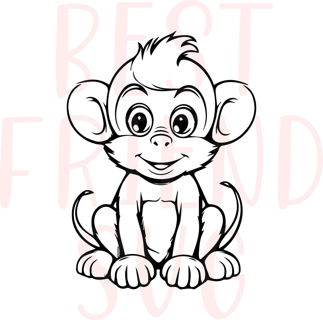 Cute Monkey SVG, Baby Monkey Svg, Png, Eps, Dxf, Silhouette, Sweet ...