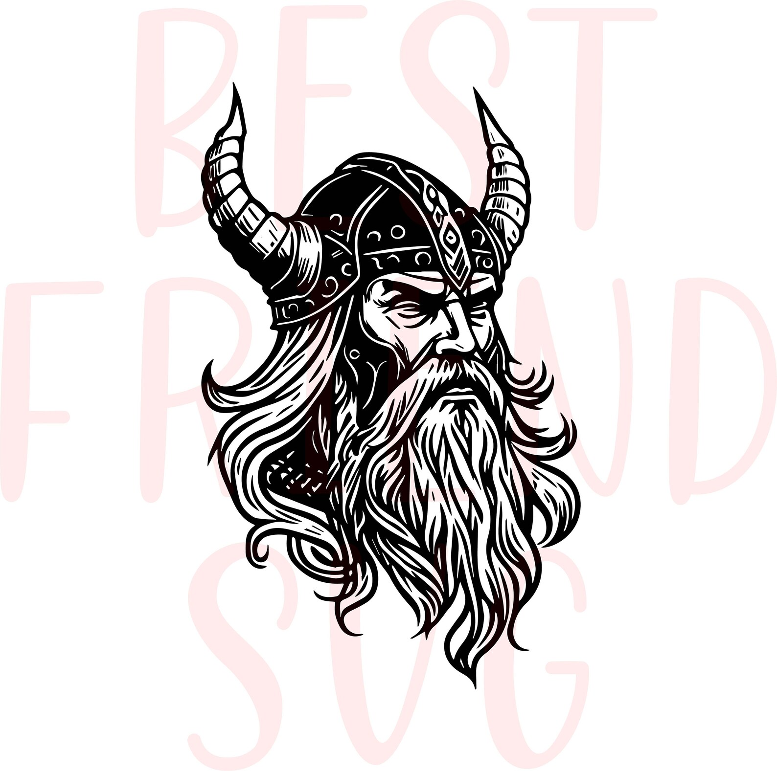 Head of Odin Norse God Front View Black and White Viking Celtic Svg ...