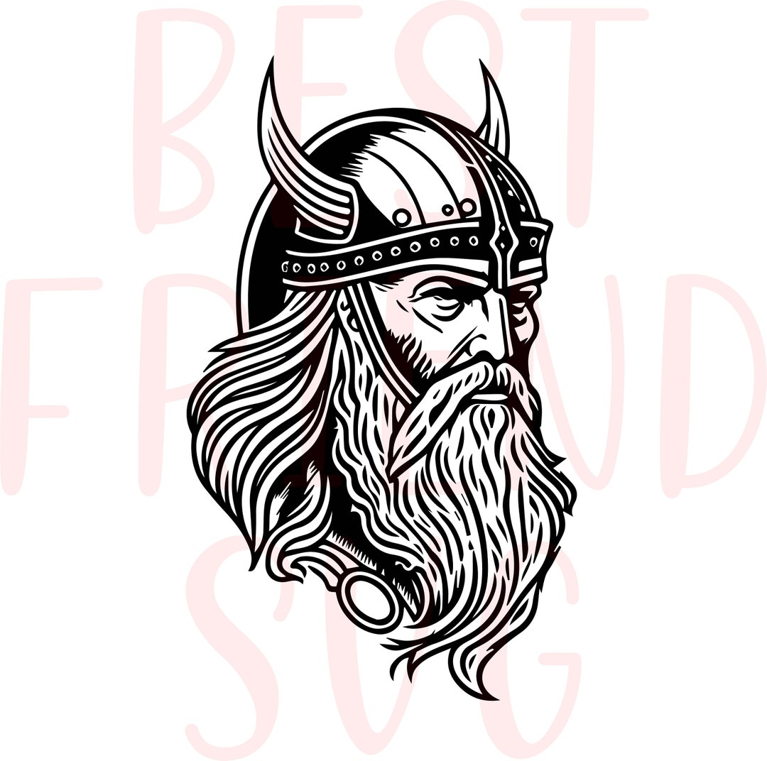 Head of Odin Norse God Front View Black and White Viking Celtic Svg ...