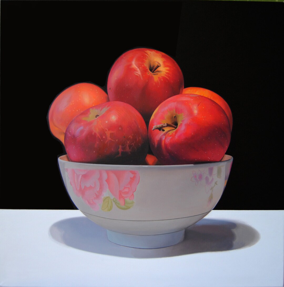 Hyperrealism Apple Still Life Oil Painting, Kitchen Art - Etsy