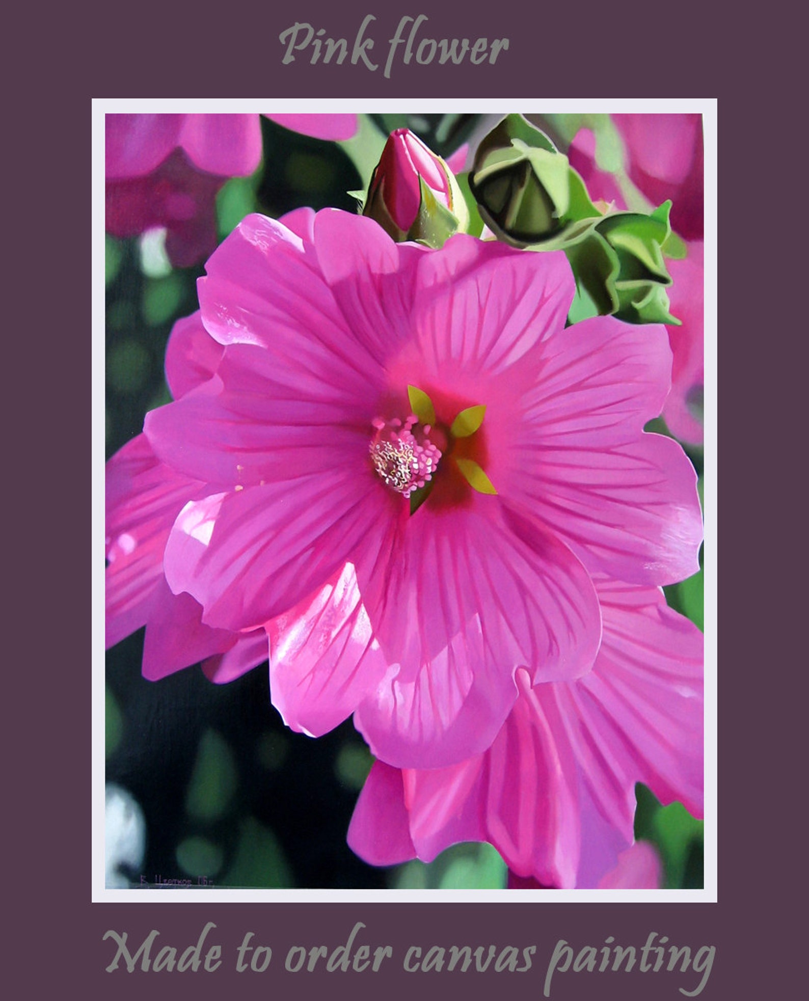 Tree Mallows Lavatera Flower Painting Pink Flower - Etsy