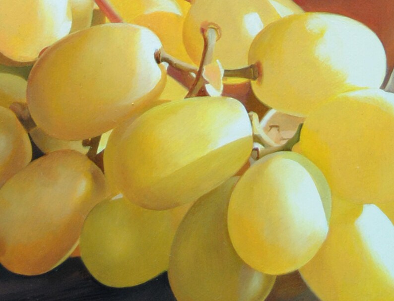 Still Life With Grapes Hyperrealistic Art Canvas Painting | Etsy