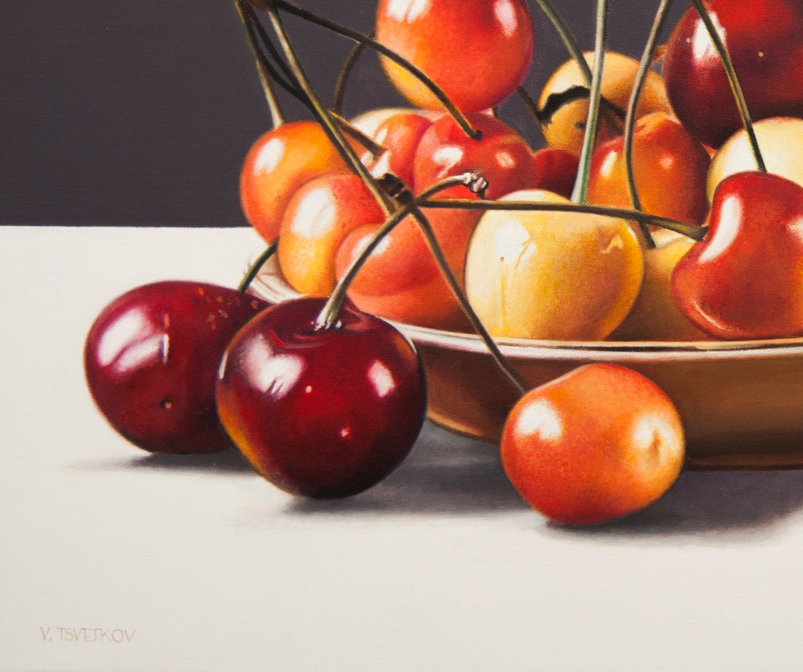 Original Cherry Oil Painting, Still Life Fruit Art, Realism Canvas - Etsy