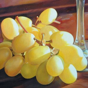 Still Life With Grapes, Hyperrealistic Art, Canvas Painting, Food Art ...
