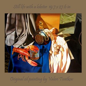 Still Life With a Lobster, Oil on Canvas Painting, Original and ...