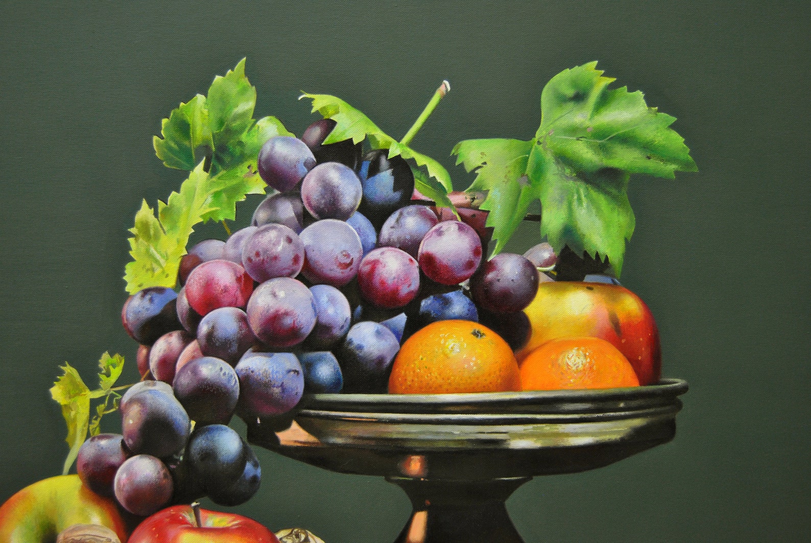 Still Life With Fruits Realistic Grapes Painting Red Apples - Etsy