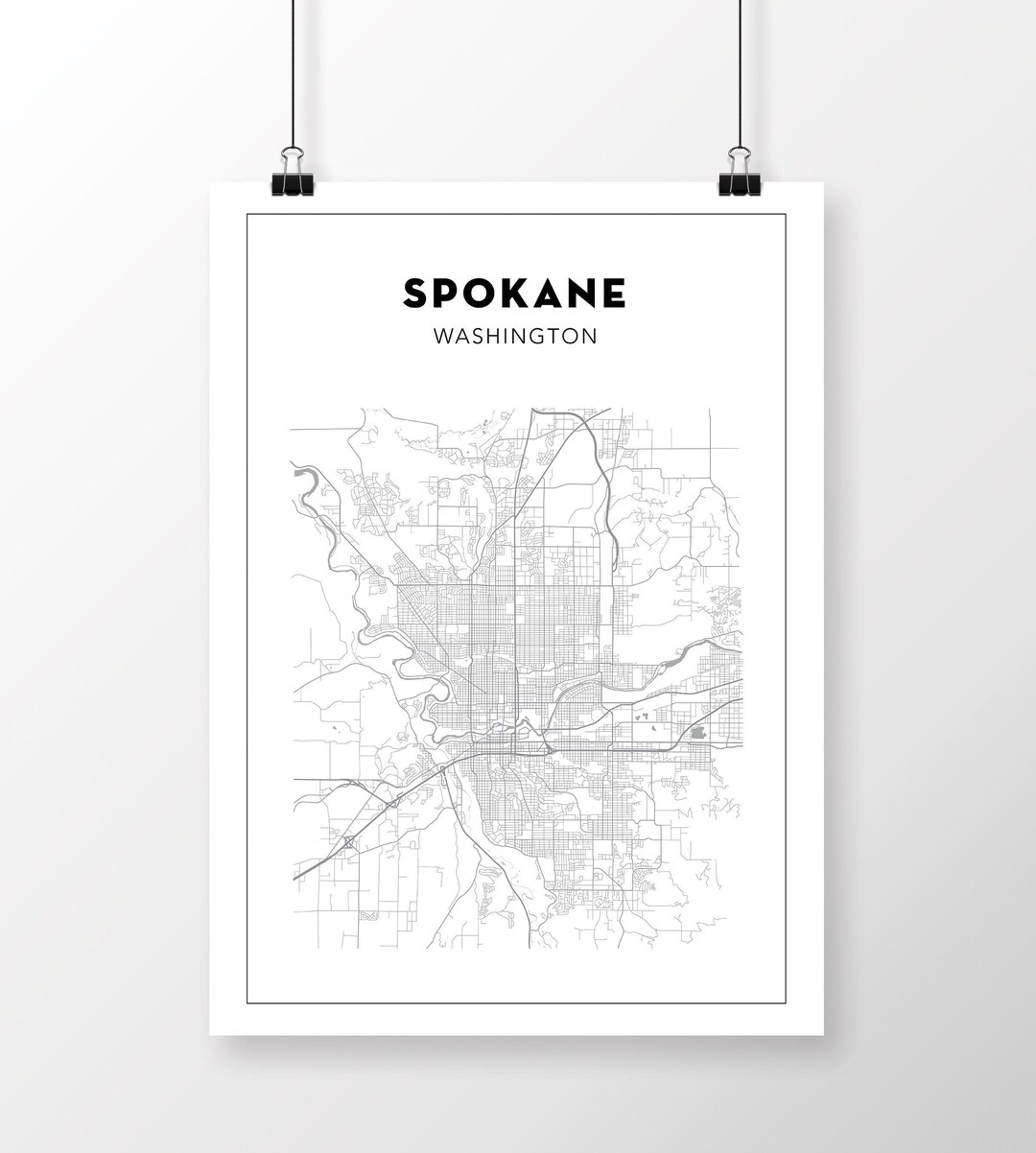 Spokane, WA City Map Print | DIGITAL DOWNLOAD - Etsy