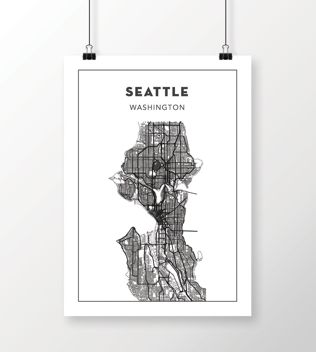 Seattle, WA City Map Print | DIGITAL DOWNLOAD - Etsy