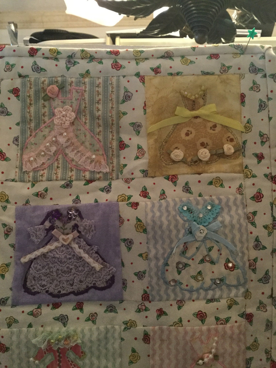 Quilted Little Girls Dresses , Hand Sewn Party Dresses , Beads Lace ...
