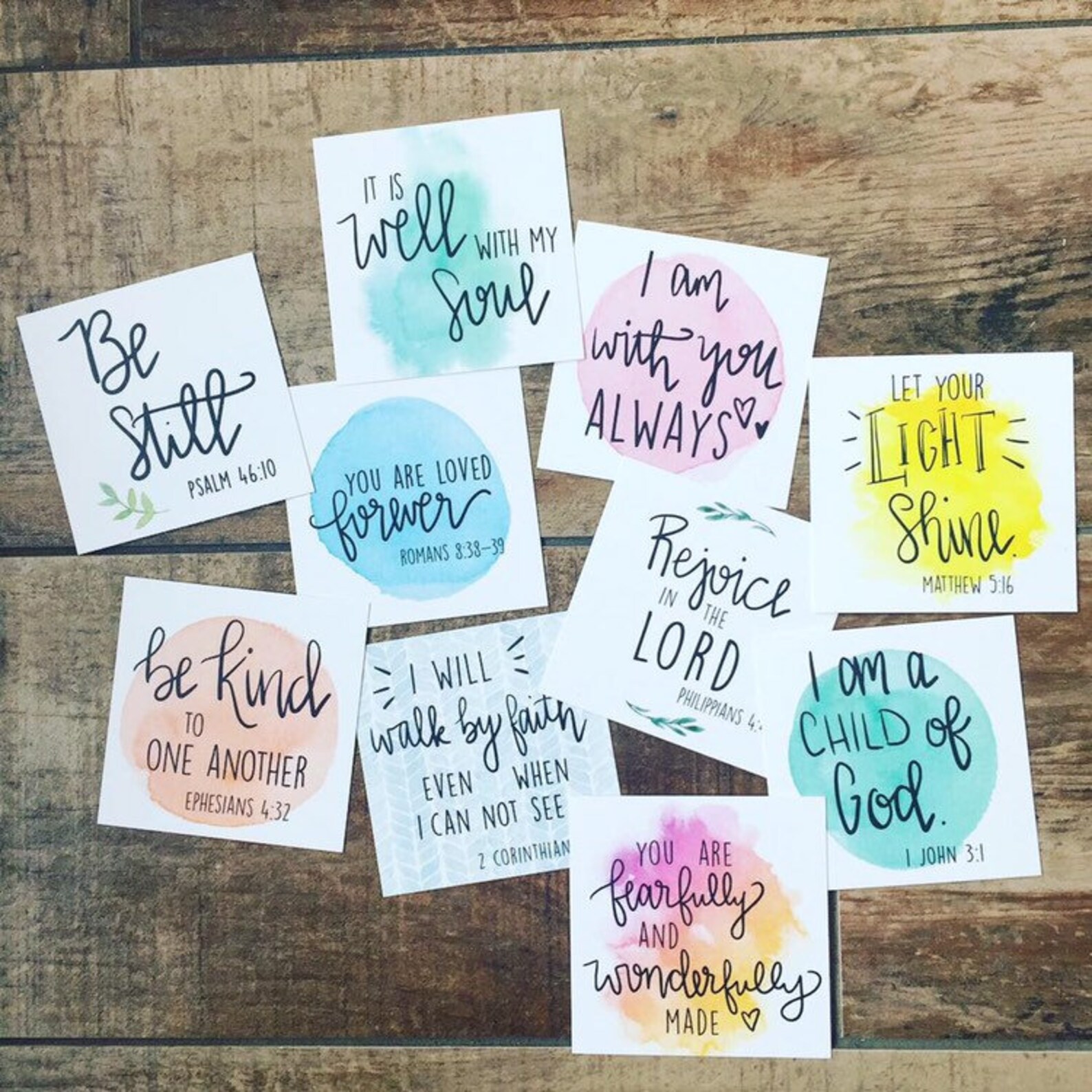 Handlettered Scripture Cards With Stand Faith Scripture - Etsy