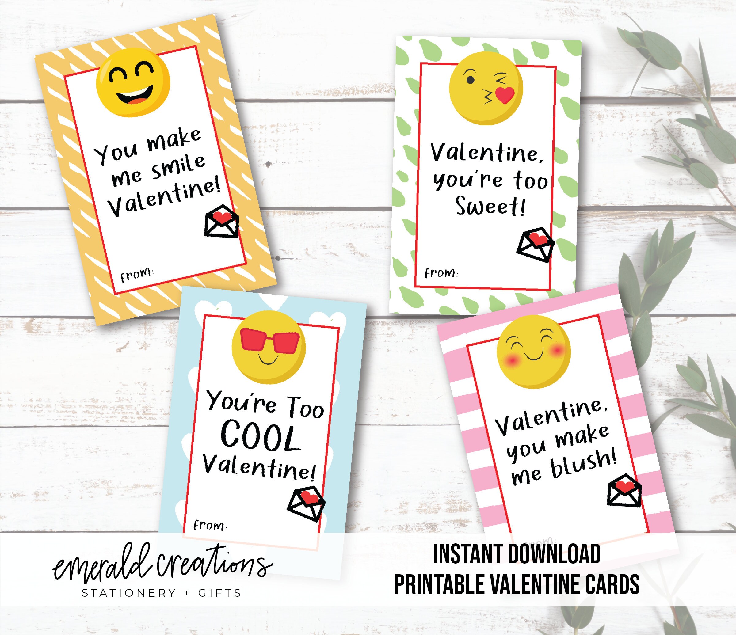 Emoji Valentine Cards/printable Valentine Cards/valentine Cards - Etsy