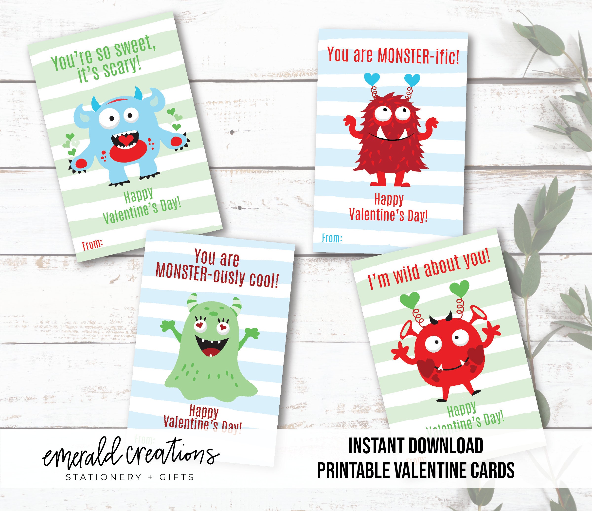Boy Monster Valentine Cards/printable Valentine Cards/valentine Cards ...