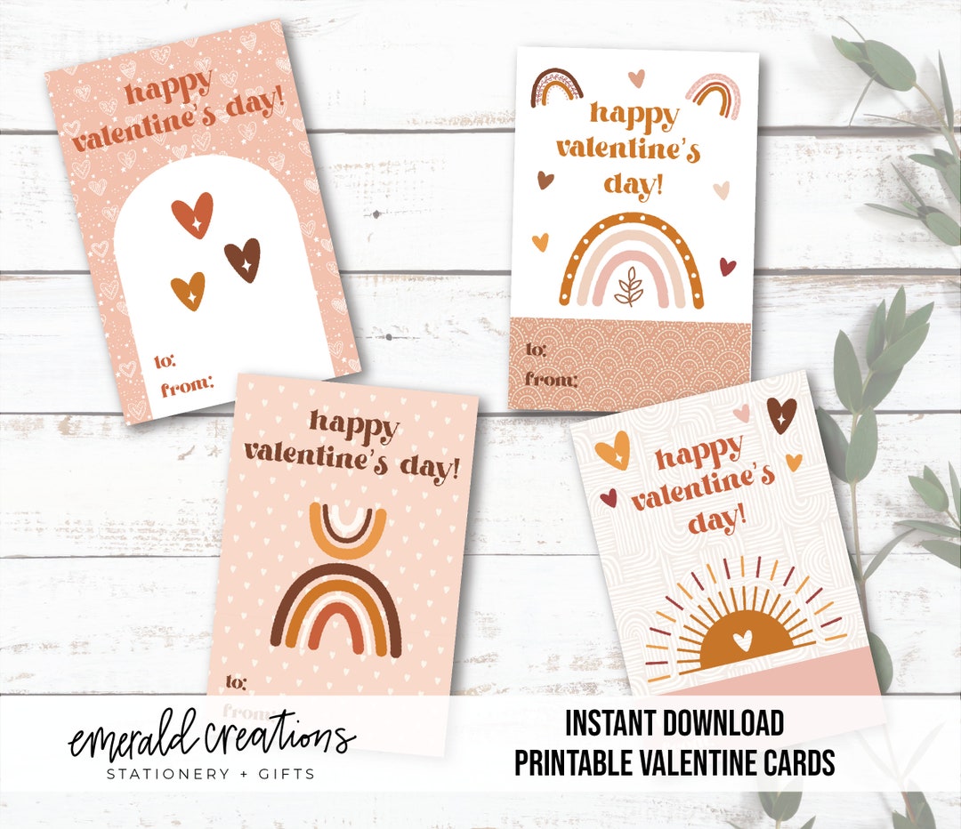 Boho Valentine Cards/printable Valentine Cards/boho Cards - Etsy