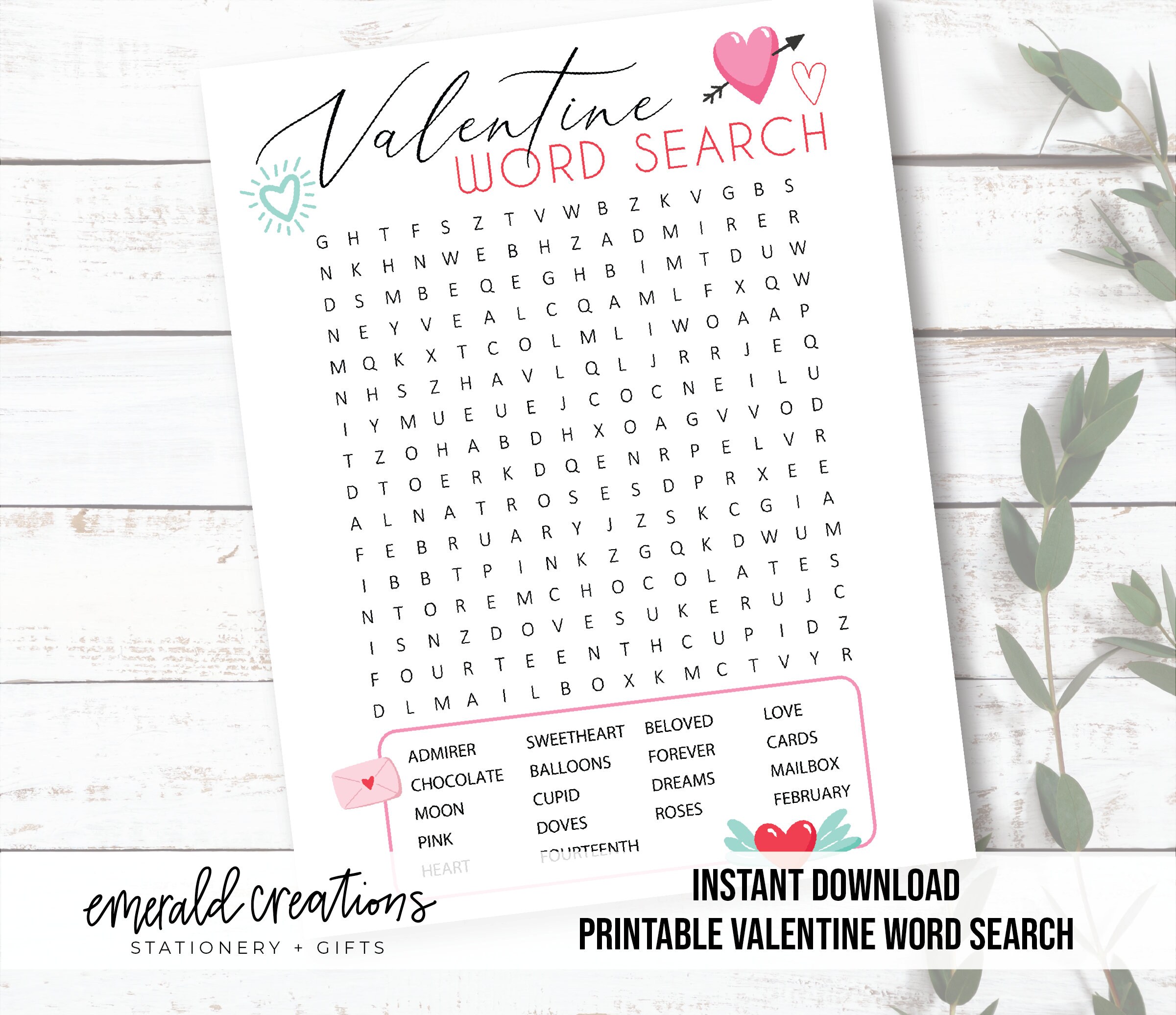 Valentine's Day Printable / Word Search/ Valentine's Day Game ...