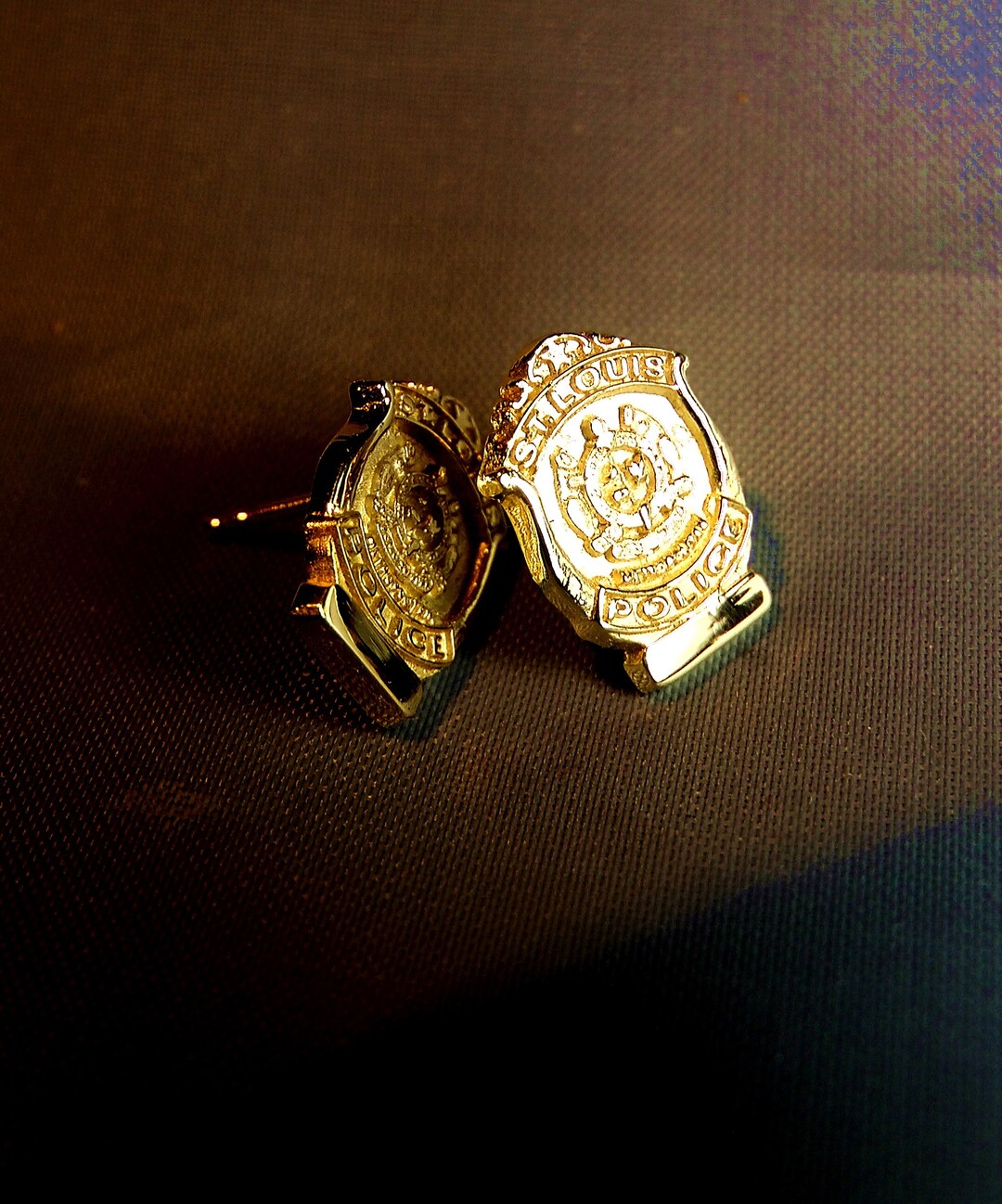 St Louis Police 14k Yellow Gold Stud Earrings - Etsy