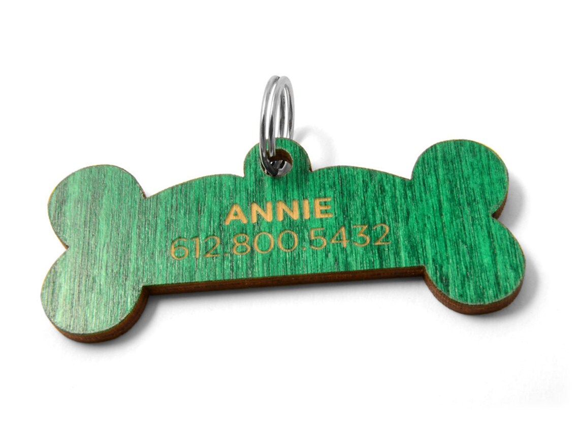 Boo Dog Bone ID Tag Made of Woodlaser Engraved - Etsy