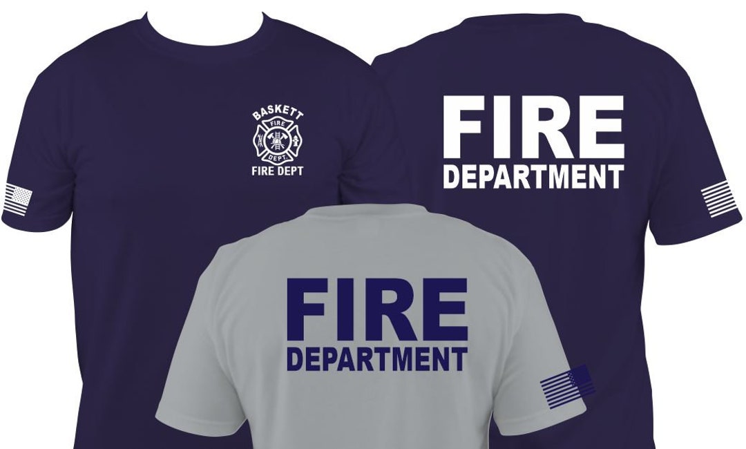 Personalized FIRE Department T-shirt With 2 Sleeve Prints American Flag ...