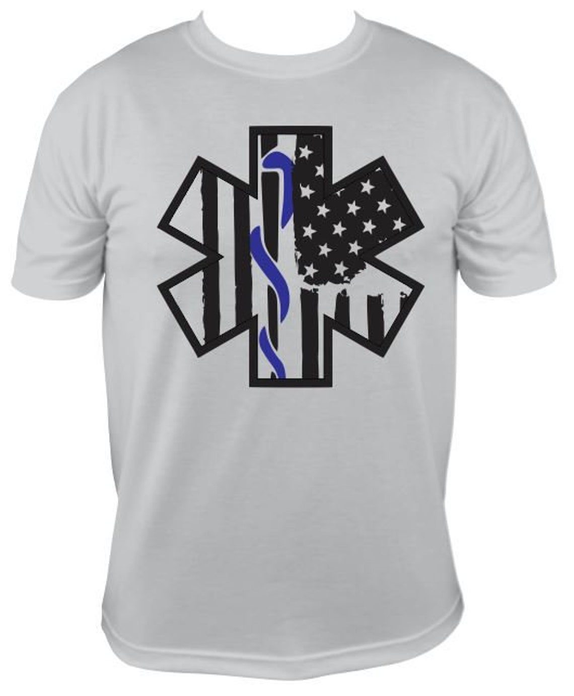 EMS EMT Paramedic T-shirt with American Flag, Title inside Star of Life ...