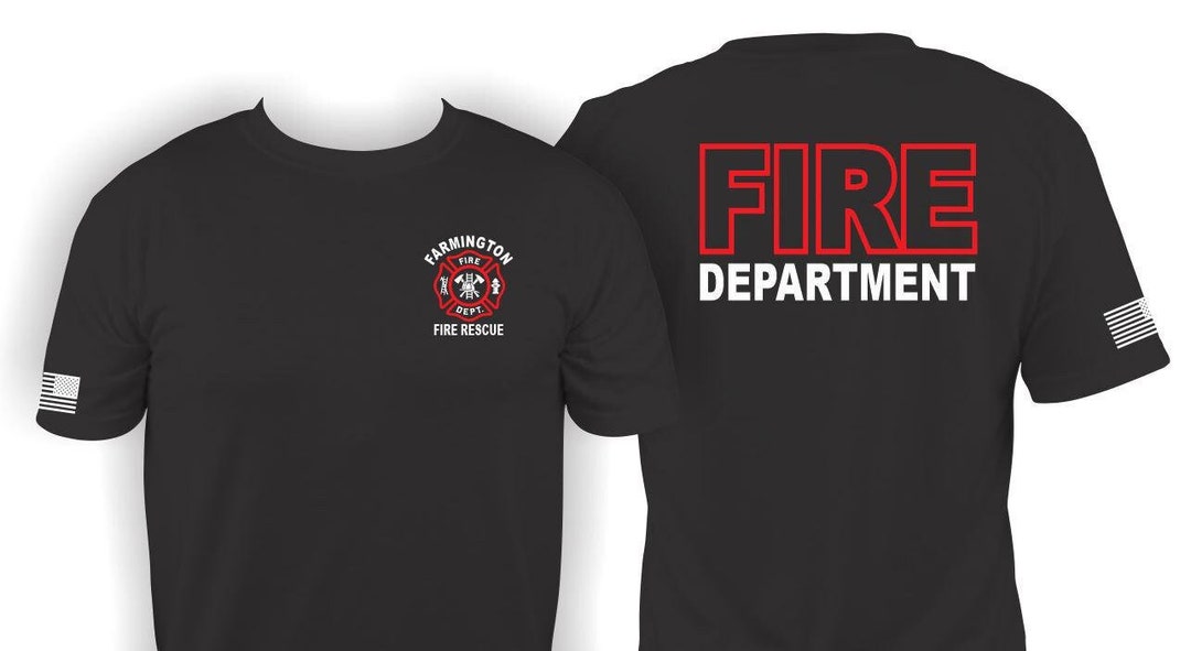Personalized Hollow Red FIRE Firefighter T-shirt With American Flag ...