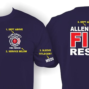 Personalized Fire Rescue EMS EMT Firefighter Paramedic T-shirt With 2 ...