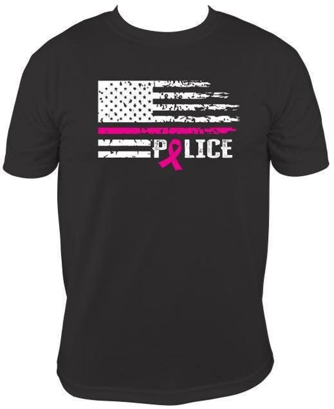 Breast Cancer Awareness - Custom Police "line & Ribbon" American Flag ...