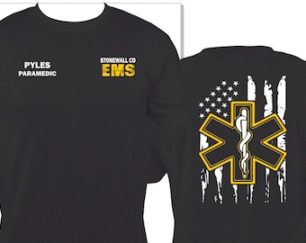 Personalized EMS EMT stars and Stripes With | Etsy