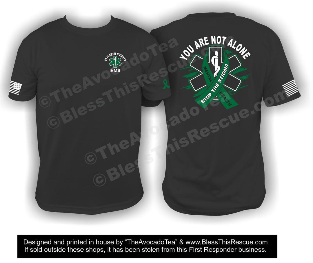 Mental Health Awareness - Custom EMT EMS Green Ribbon/star on Back ...