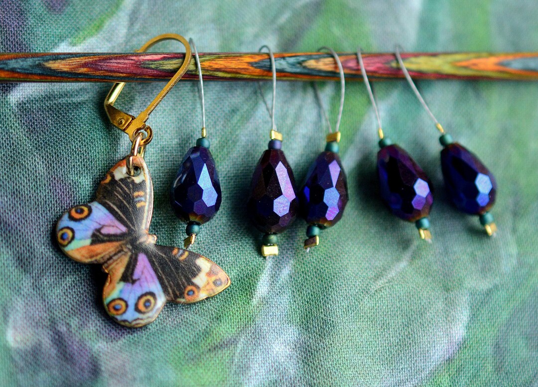 Winged Jewel Stitch Markers - Etsy