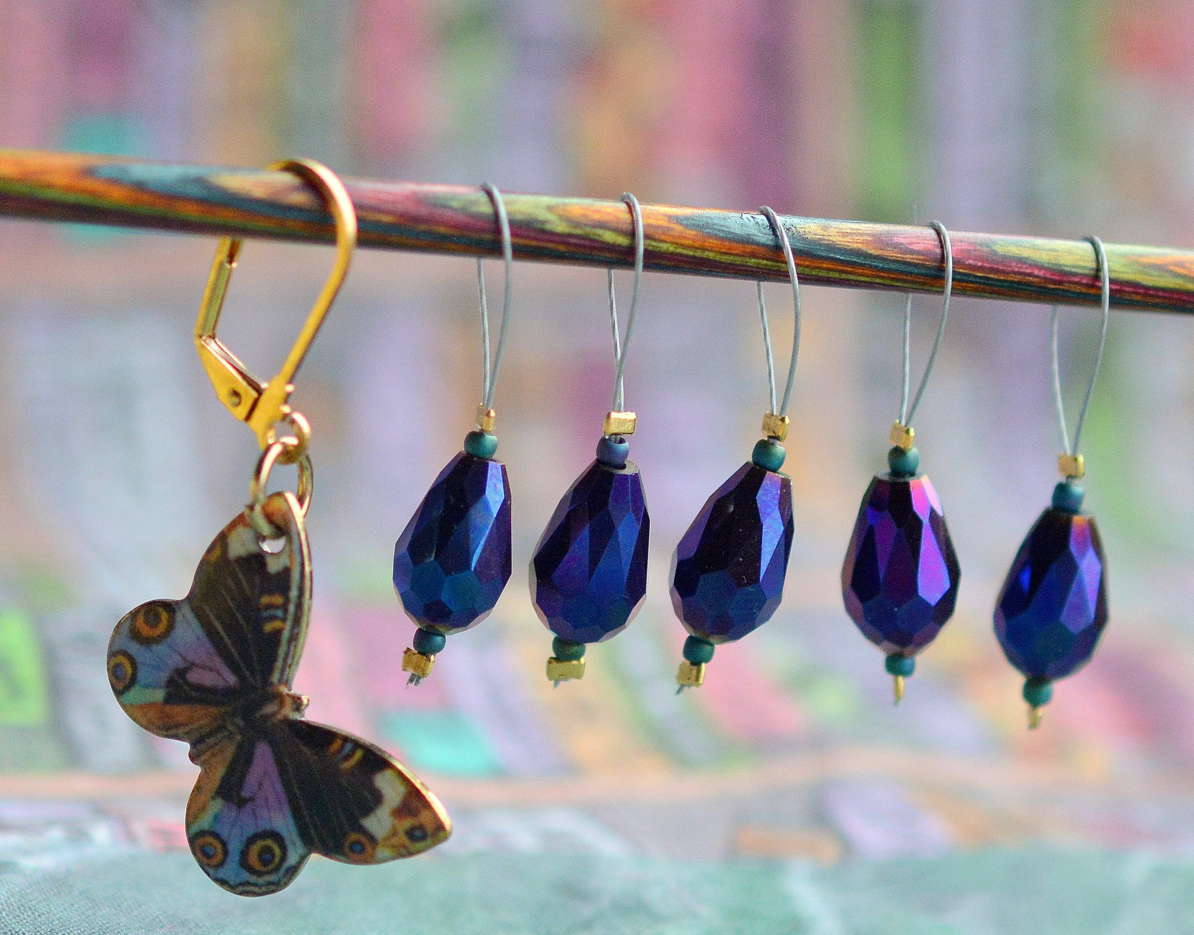 Winged Jewel Stitch Markers - Etsy