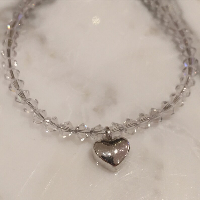 Swarovski Heart Bracelet Handmade With a Sterling Silver - Etsy