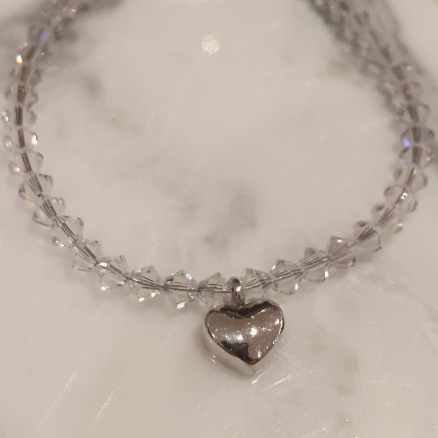 Swarovski Heart Bracelet Handmade With a Sterling Silver - Etsy