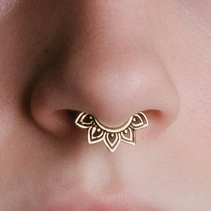 Tribal Flower Septum Ring, 16 Gauge Septum Piercing Ring, Septum Nose ...