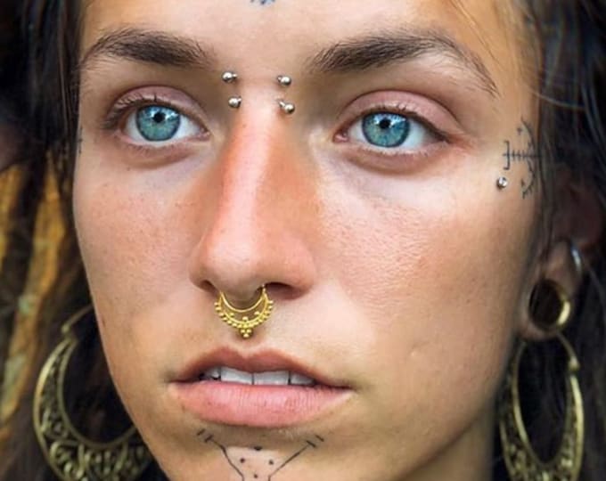 14K Gold Septum Ring, Solid Gold Septum, Large Septum, Big Septum Ring ...