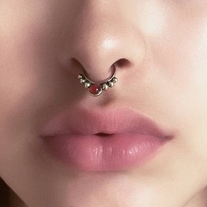 Tri Dev Red Onyx Brass Septum Ring Septum Jewelry Septum Piercing 16G ...