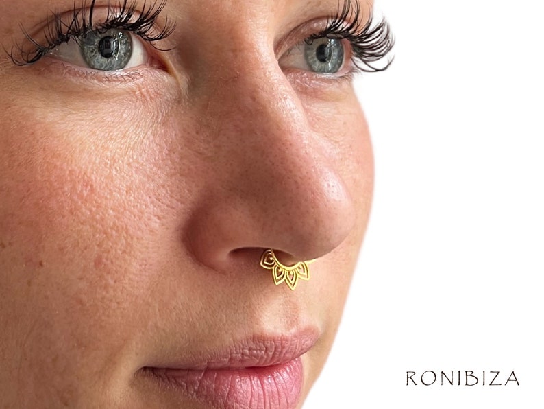 Flower Septum Ring Indian Septum Nose Ring Septum Nose - Etsy