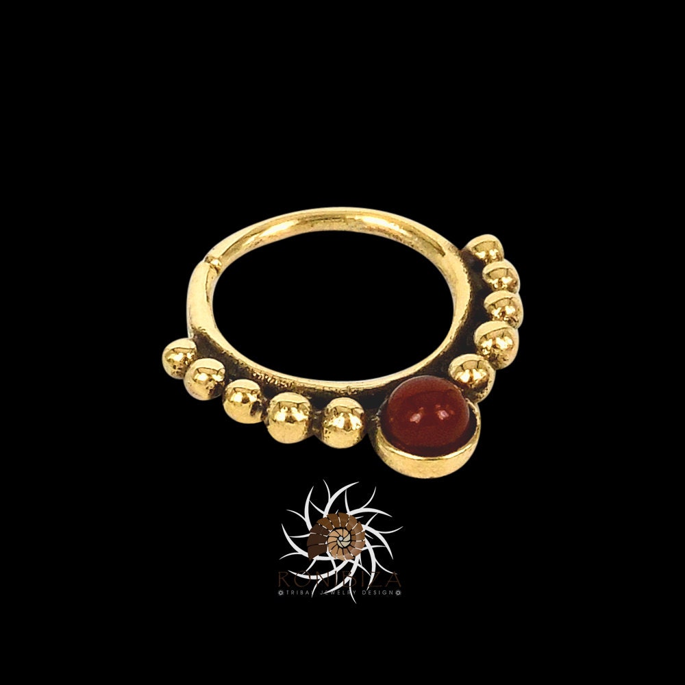 Dev Red Onyx Brass Septum Ring Septum Jewelry Septum | Etsy