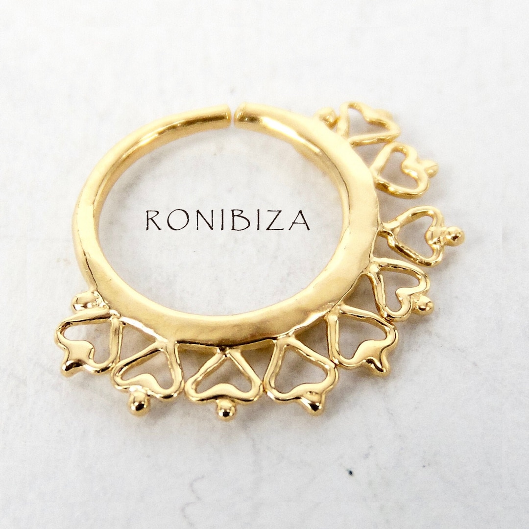 Gold Plated Nose Ring, Indian Nose Ring, Nostril Jewelry, Tribal Nose ...