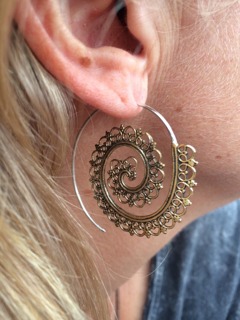 Silver Earrings Silver Spiral Earrings Gypsy Earrings | Etsy