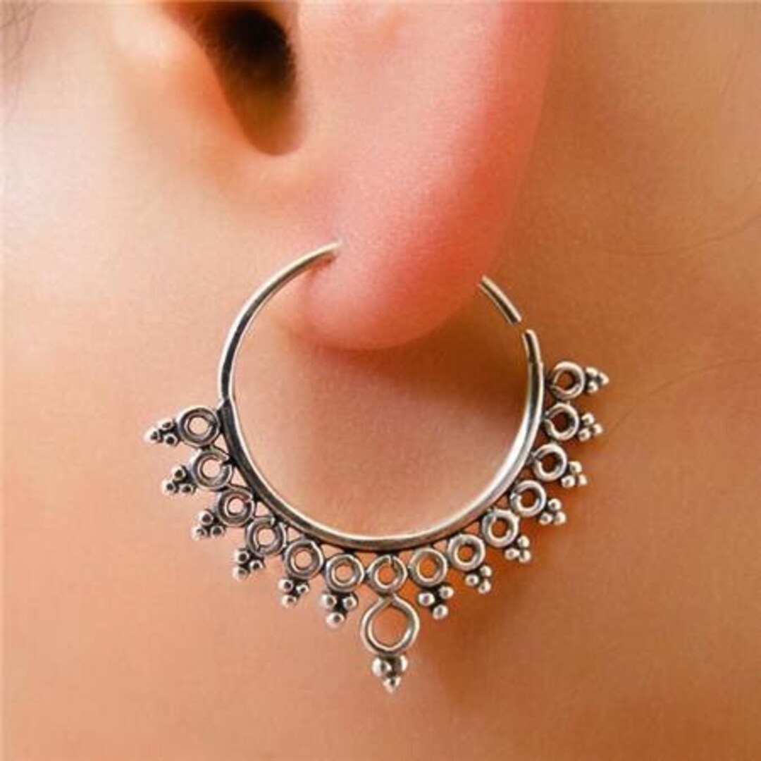 Silver Earrings - Silver Hoops - Gypsy Earrings - Tribal Earrings ...