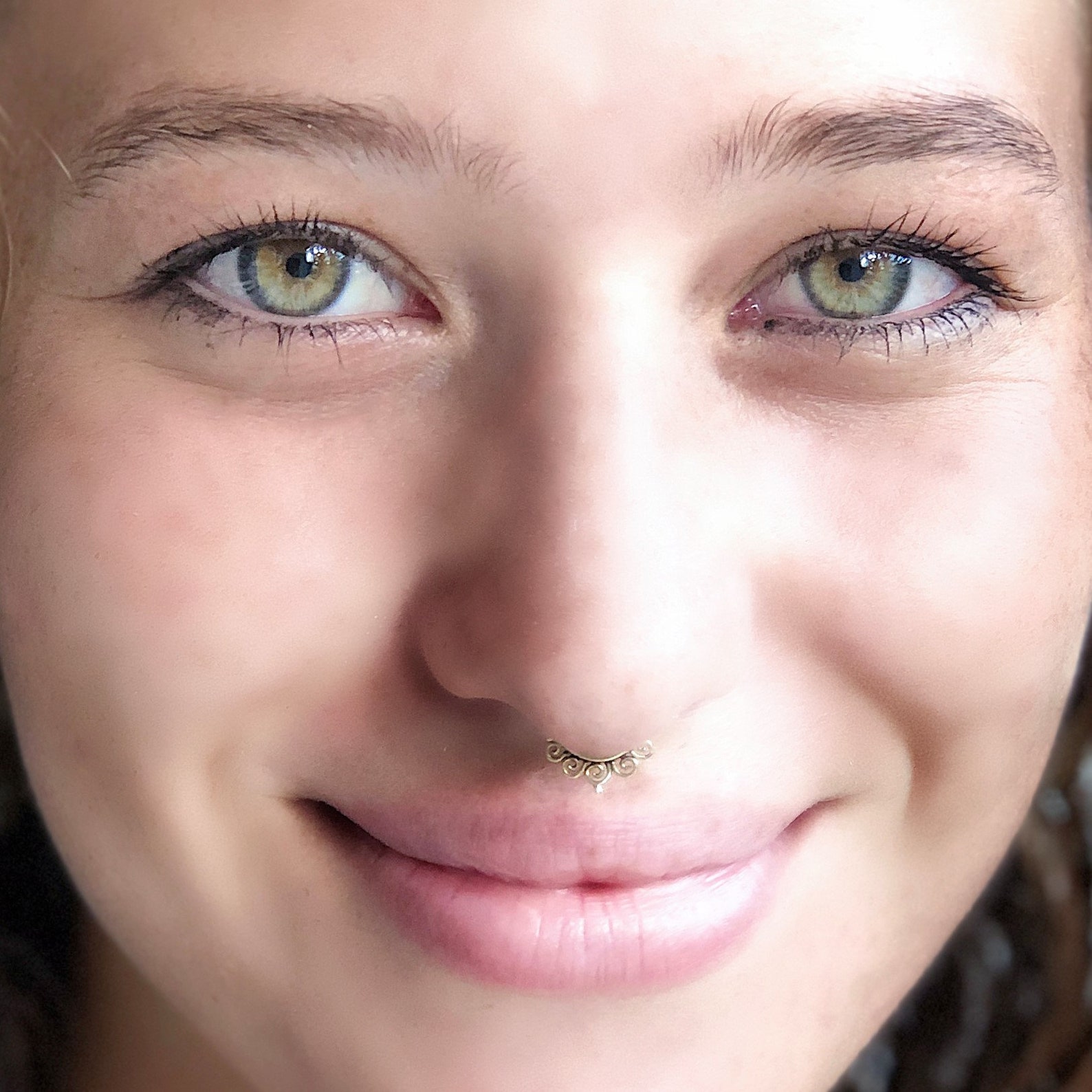 Spiral Brass Septum Ring - 16G Septum Ring - Tribal Septum Ring ...