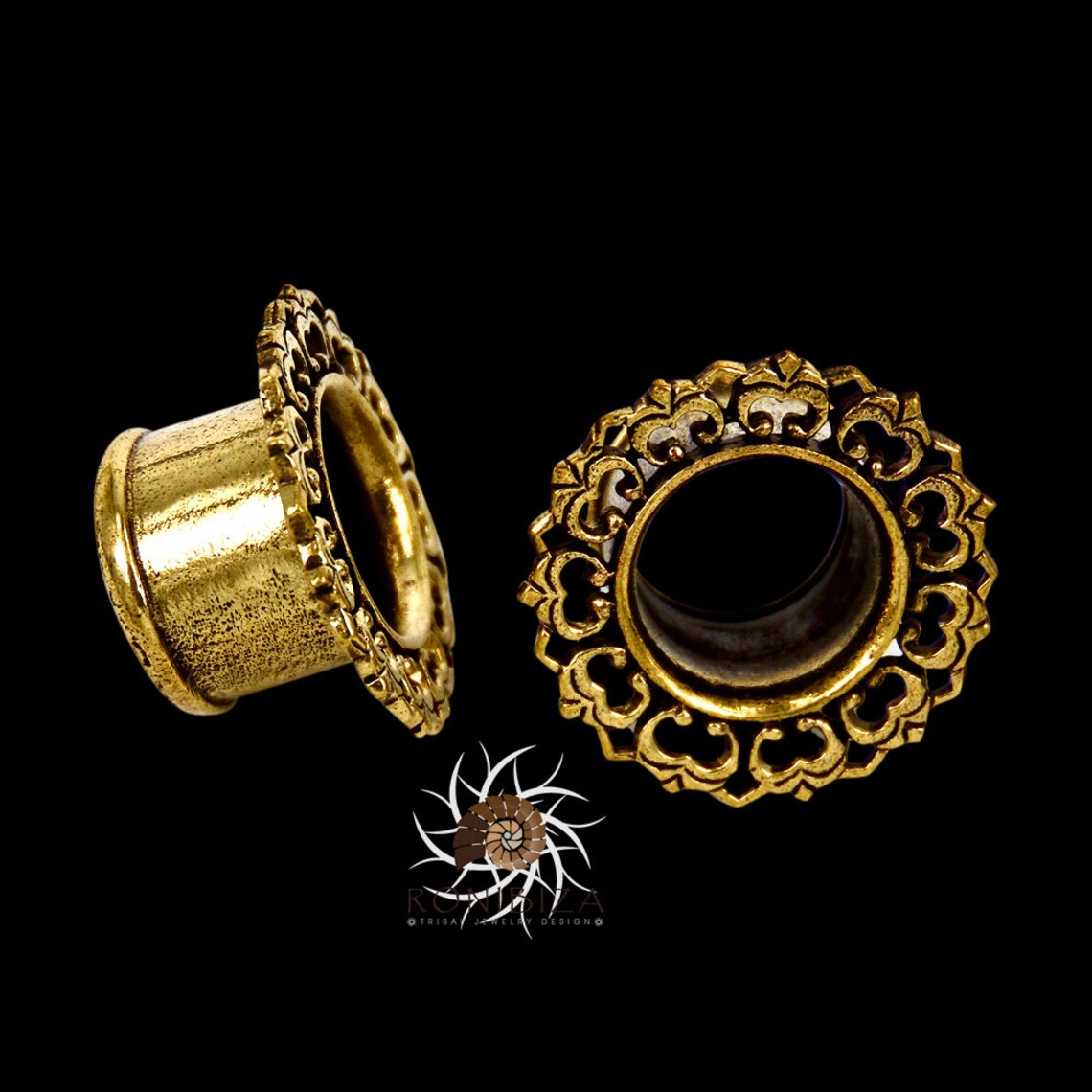 Crown Brass Plugs - Ear Plugs - Ear Gauges - Tribal Plugs - Indian ...