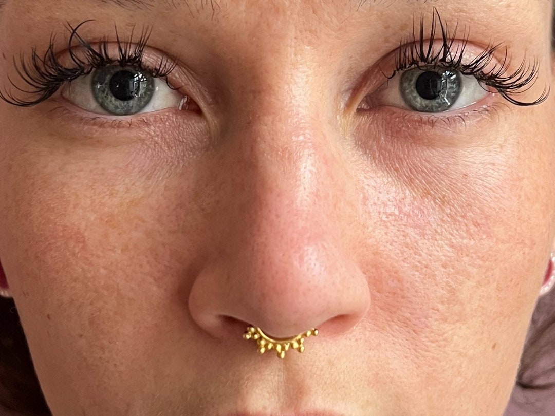 Indian Septum Ring, Tribal Septum Ring, Gold Septum Ring, 20g Nose Hoop ...