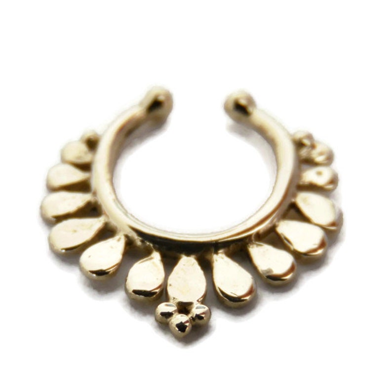 Large Flower Septum Ring Fake Silver Septum Ring Fake Septum - Etsy